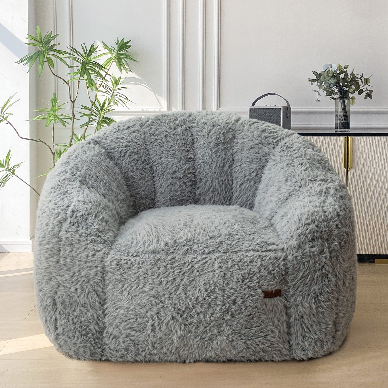 MAXYOYO Fluffy Shaggy Giant Bean Bag Chair, Grey – Maxyoyo