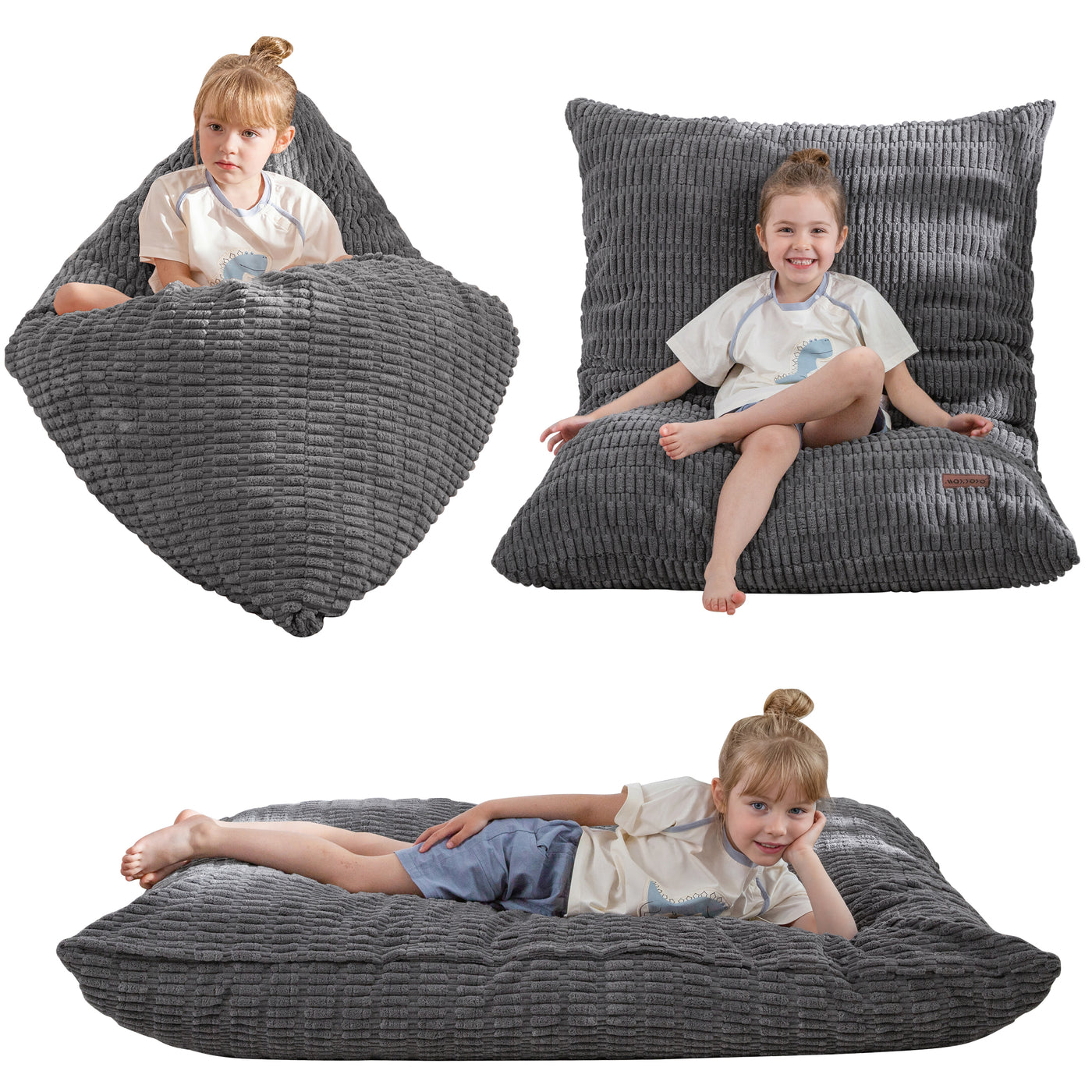 MAXYOYO 3 in 1 Kids Bean Bag Chair Bed, Child Floor Sofa for Gaming, R ...