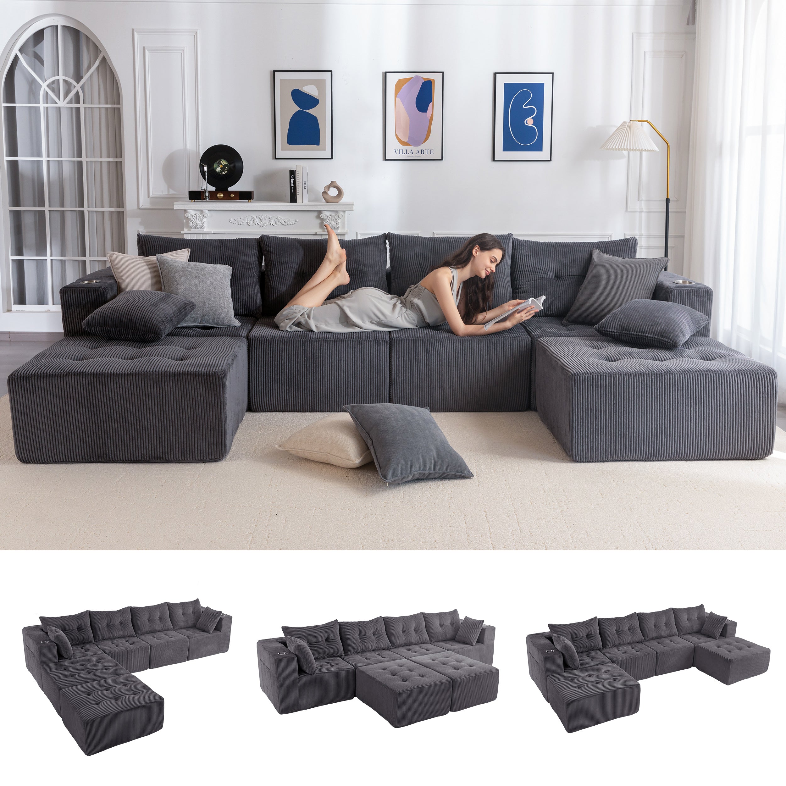 MAXYOYO Modular Sectional Sofa Couch, U Shaped Modern Cloud Couch with ...