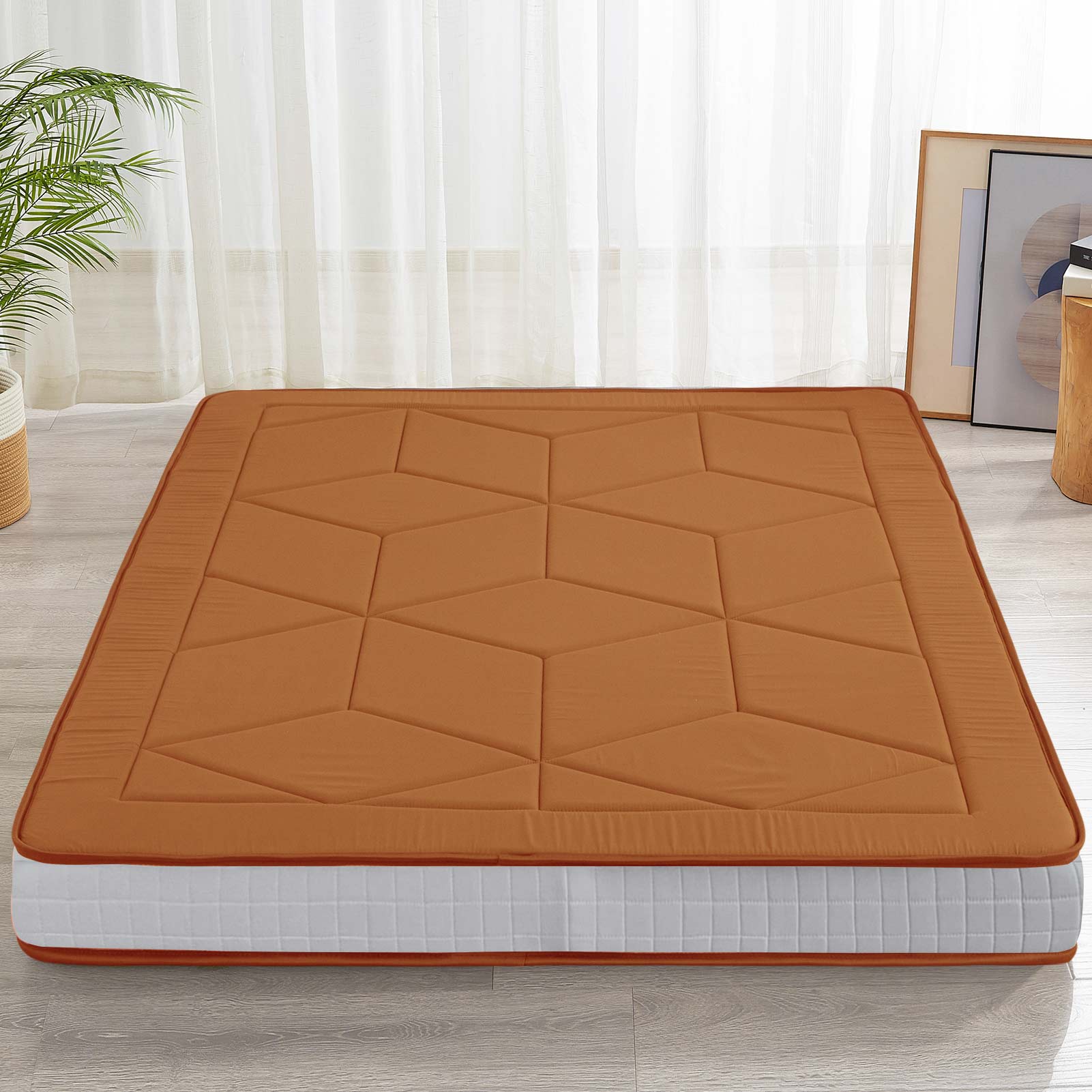 6" Extra Thick Futon Mattress Geometric Diamond Light Brown - MAXYOYO ...